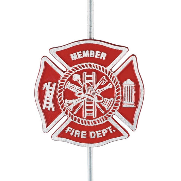 Red Firefighter Aluminum Grave Marker For Sale.